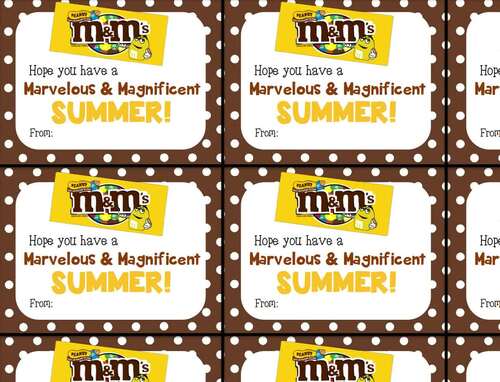 Peanut M&M's End of Year Gift Tag-Hope you have a Marvelous ...