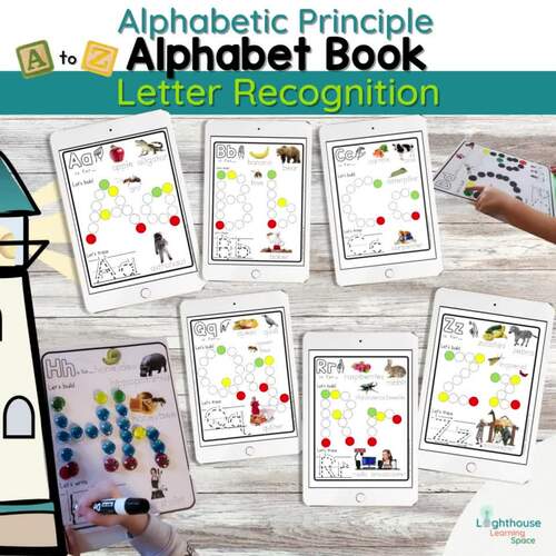 Alphabet A to Z Alphabetic Principle Dot Book by Lighthouse Learning Space