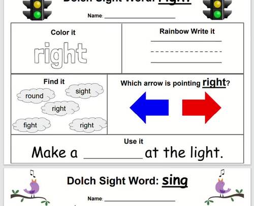 46 Second (2nd) Grade Dolch Sight Words Worksheets, reading, writing ...