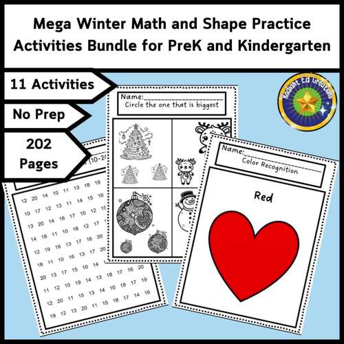 Mega Winter Math and Shape Practice Activities Bundle for PreK and ...