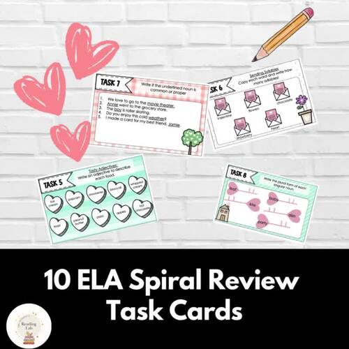 2nd Grade Valentine's Day Task Cards | Valentine Grammar Review | TPT