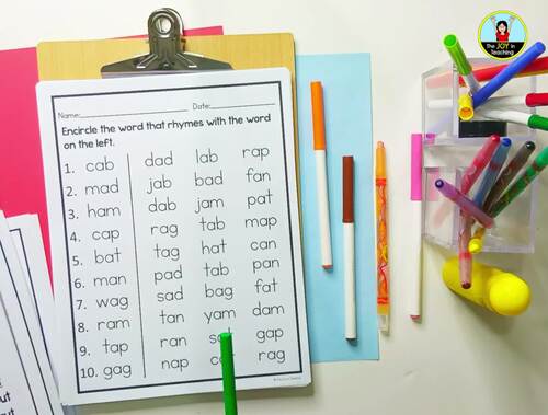 CVC Rhyming Words Worksheet by The Joy in Teaching | TPT