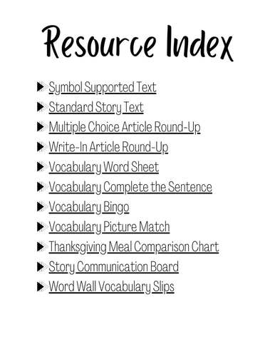 Food of the First Thanksgiving | Symbol Supported Reading | TPT