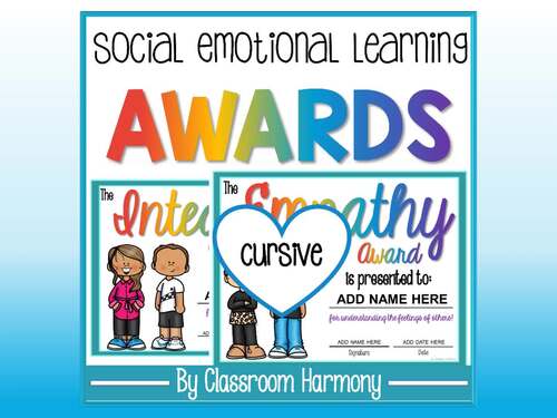 70 SEL Awards in Cursive | Character Education Traits | Classroom ...