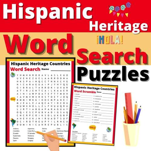 Hispanic Heritage Countries Word Search Puzzles Vocabulary No Prep