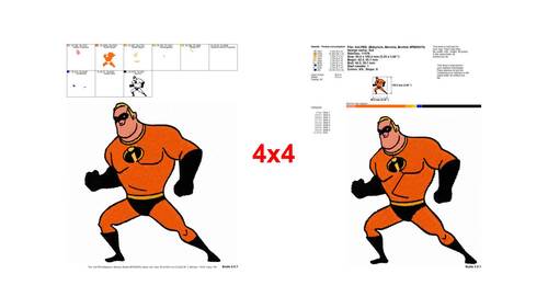Dynamic Mr Incredible superhero character digital embroidery designs ...