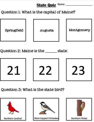 Maine Quiz and Pre/Post Assessment, 50 States Special Education | TPT