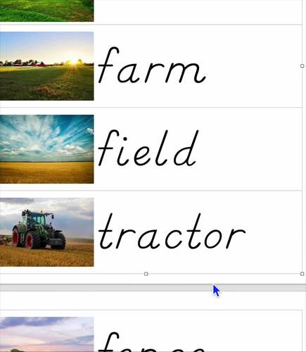 D'Nealian Handwriting - Farm Word Cards and Vocabulary for Writing Center