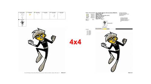 Danny Phantom animated ghost hero fierce pose embroidery designs ...