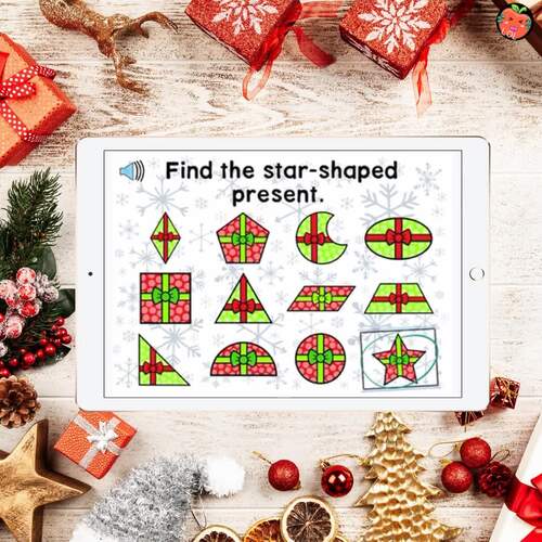 Find the Christmas Shapes | BOOM CARDS with audio | STAR | TPT