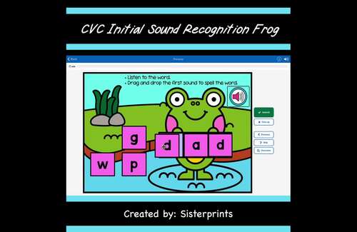 CVC Initial Sound Recognition Frog by Sister Prints | TPT