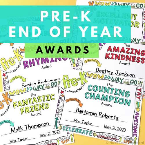 Preschool Pre-K End of Year Class Award Preschool Pre-K Graduation ...