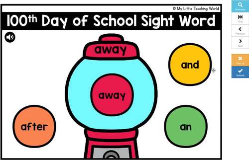 100th Day of School Sight Word Boom Cards by My Little Teaching World