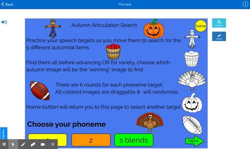 Boom™ Cards Autumn Articulation Search for R & R Blends by Speech Hamster
