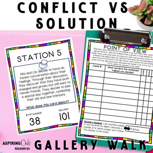 SEL Gallery Walk Bullying, Growth Mindset, Conflict Resolution Bundle