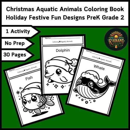 Christmas Aquatic Animals Coloring Book Holiday Festive Fun Designs ...