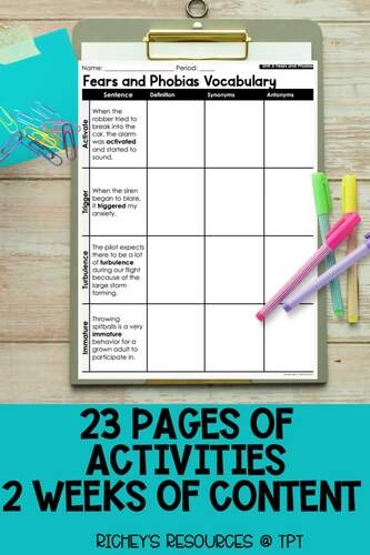 Fears and Phobias + Wired for Fear HMH 6 Bundle Digital and Print