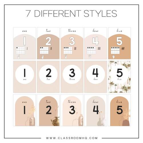 BOHO OASIS Number Posters | Neutral Classroom Theme by classroomHQ
