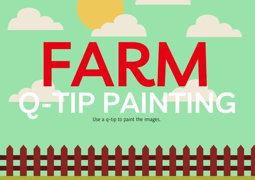 Farm Q-TIP Painting for kids, Farm Q-TIP Fine Motor Activity For Kids