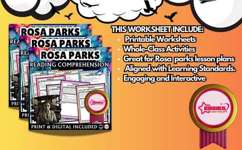 Rosa Parks Reading Comprehension Passage Activities,3rd, 4th, 5th, 6th ...