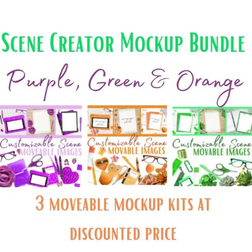 Scene Creator Moveable Mockup Kit Bundle in Purple, Green & Orange