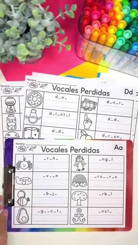Vocales Perdidas - No Prep by The Bilingual Rainbow | TPT