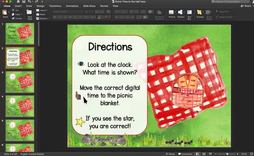 DISTANCE LEARNING Picnic Time to the Half Hour Interactive PowerPoint Game