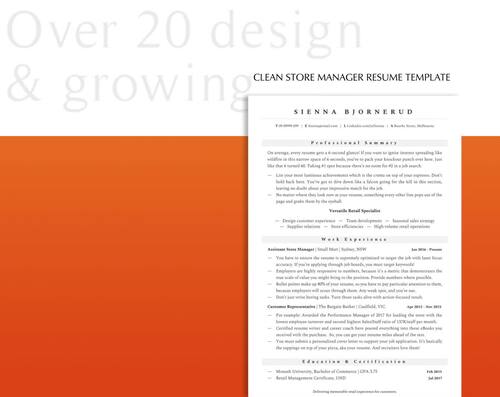 Editable Retail Resume Template, Sales Resume Template, Store Manager ...
