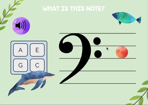 Note Naming Bass Clef Space Notes Interactive Music Game for Distance ...
