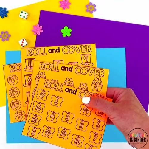Roll and Cover Math and Literacy Games Bundle by Kreative in Kinder
