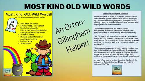 The Most, Kind, Old, Wild Words! An Orton- Gillingham Helper | TPT
