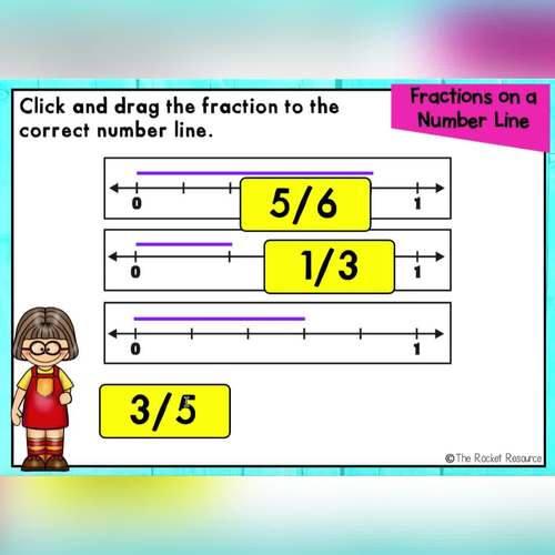 Fractions on a Number Line BOOM™ Cards | 3.NF.2 by The Rocket Resource