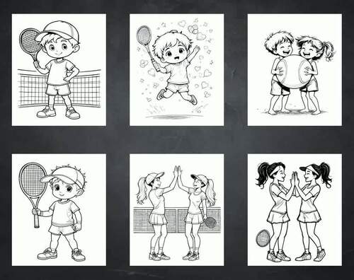 Tennis Kids Coloring Pages – Fun & Active ! by Colorful Creations Hub