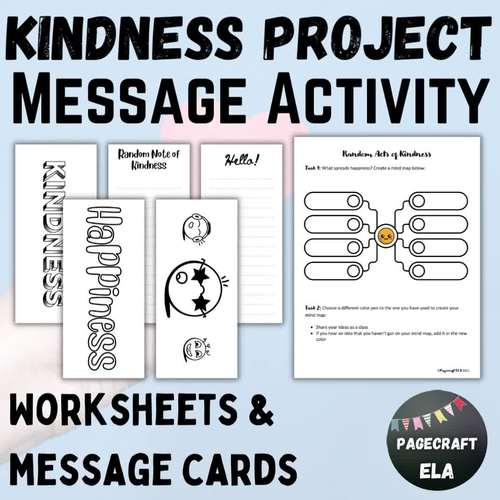 Random Acts of Kindness Mini-Project PRINTABLE Message Cards and Worksheets
