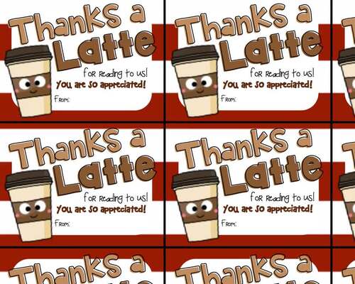 Coffee-Themed Guest Reader Appreciation Gift Tag- Thanks a Latte for ...