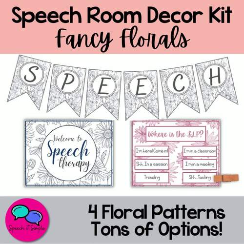 Speech Therapy Room Decor Kit - Fancy Florals, Decorations, Signs and ...