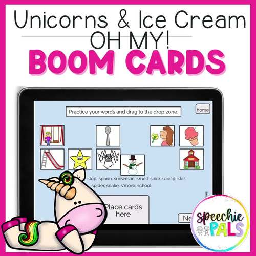 Articulation Unicorns & Ice Cream OH MY! Boom Cards BLENDS by Speechie Pals