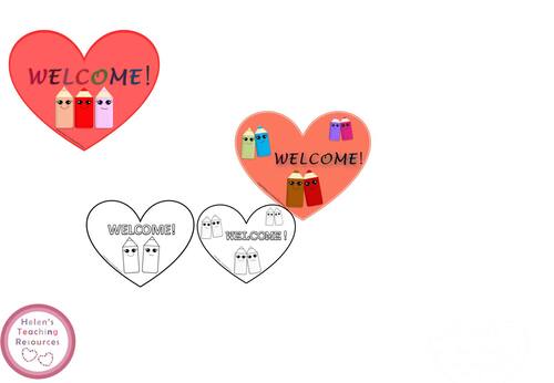First Day of School/Kindergarten Pencil Theme Hearts/Welcome sign