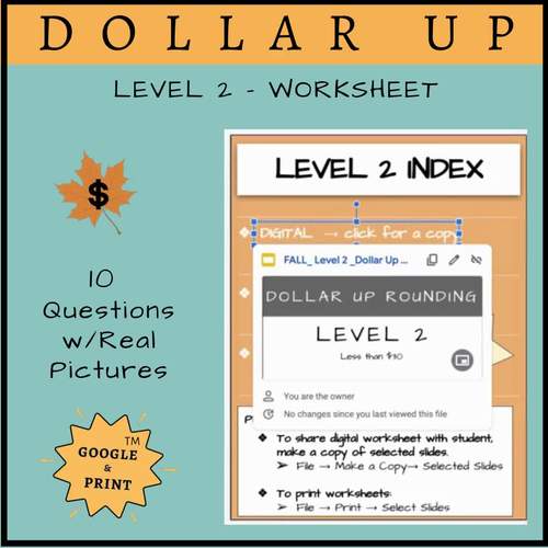 Thanksgiving DOLLAR UP Level 2 | Money Math | Digital & Printable ...