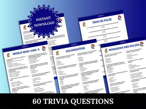 European History Trivia Game | Fun Printable History Quiz with 60 Questions