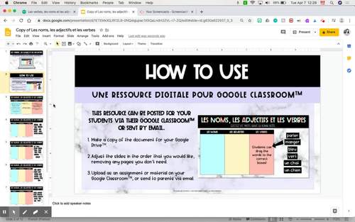 FRENCH les verbes, les noms et les adjectifs - Distance Learning