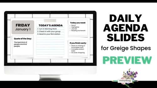 Daily Schedule Template Editable - Daily Agenda Slides - Greige Shapes ...