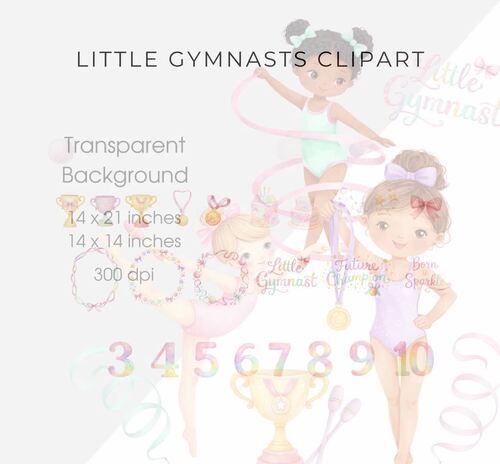 Little Gymnasts Clipart Set, Sports Theme Classroom Graphics, RGS