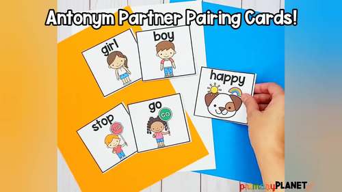 Antonym Partner Cards and Memory Game - Partner Pairing Cards - Pairing ...