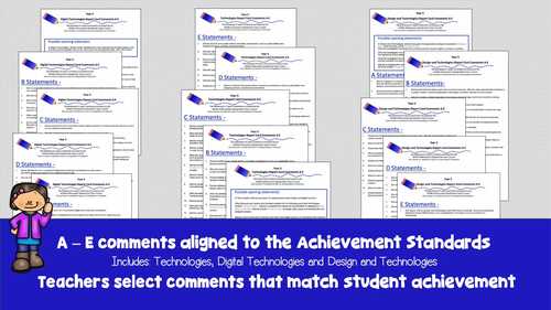 Australian Curriculum Year 5 Technologies Report Card Comments by ...
