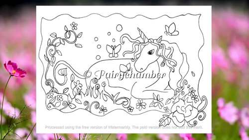 Unicorn And Butterflies Coloring Page For Kids And Adults Fantasy