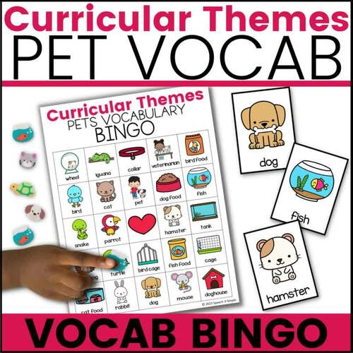 PETS Vocabulary Bingo for Speech Therapy | Curricular Themes | TPT