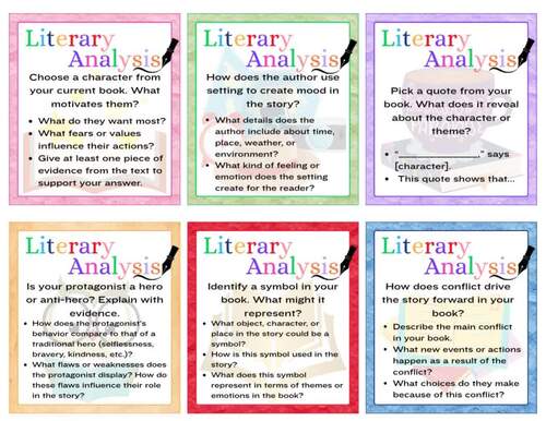 Printable Reading Prompts for Middle & High School | Literary Analysis, PDF