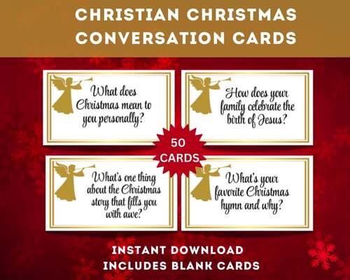 Christian Christmas Conversation Cards, Conversation Starters, Lunchbox ...