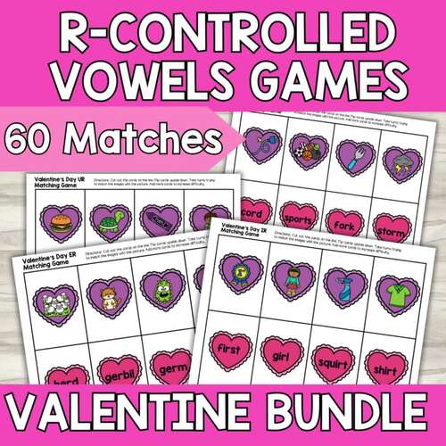 Valentine's Day R Controlled Bossy R Matching Game Bundle Phonics Center
